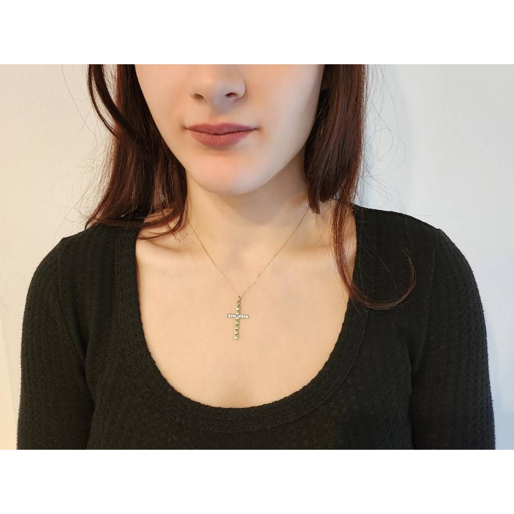 Cross with Irregular Reliefs in Yellow and White Gold