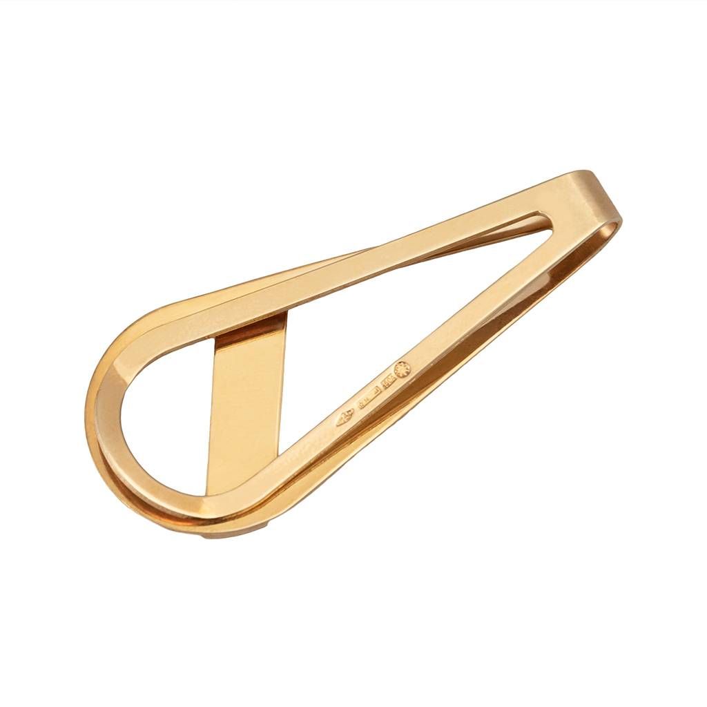 Yellow Gold Teardrop Money Clip with Three Color Bar