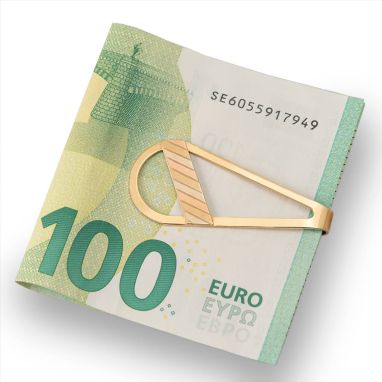 Yellow Gold Teardrop Money Clip with Three Color Bar