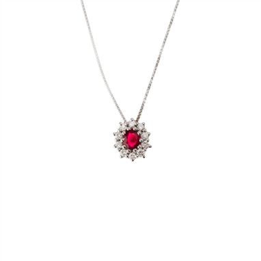 Kate Ruby Necklace 5x4mm and 10 Diamonds
