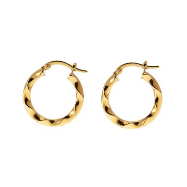 Rectangular Hoops with Wavy shape 2.10cm x 6.10mm 18kt Yellow Gold