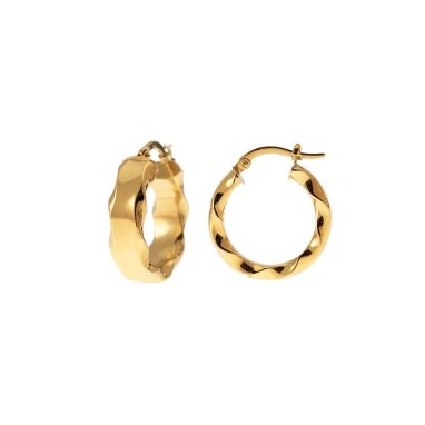 Rectangular Hoops with Wavy shape 2.10cm x 6.10mm 18kt Yellow Gold