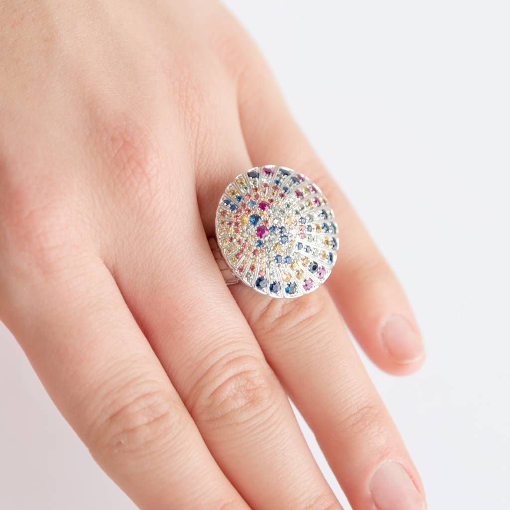 White Gold Fireworks Ring