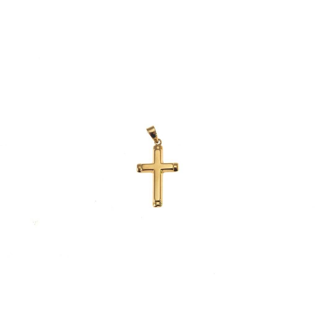 Ingot with round borders Cross in 18kt Yellow Gold