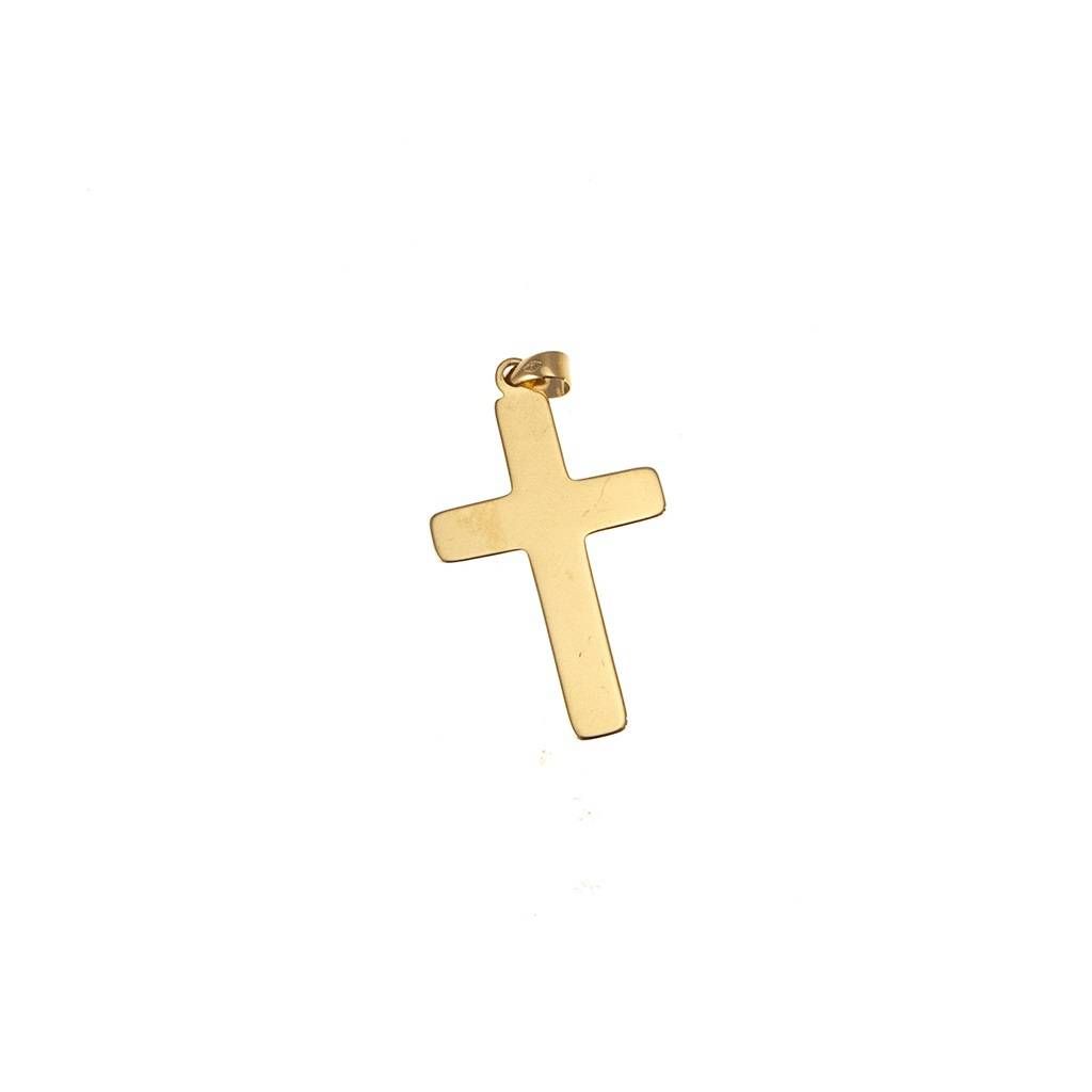Ingot with round borders Cross in 18kt Yellow Gold