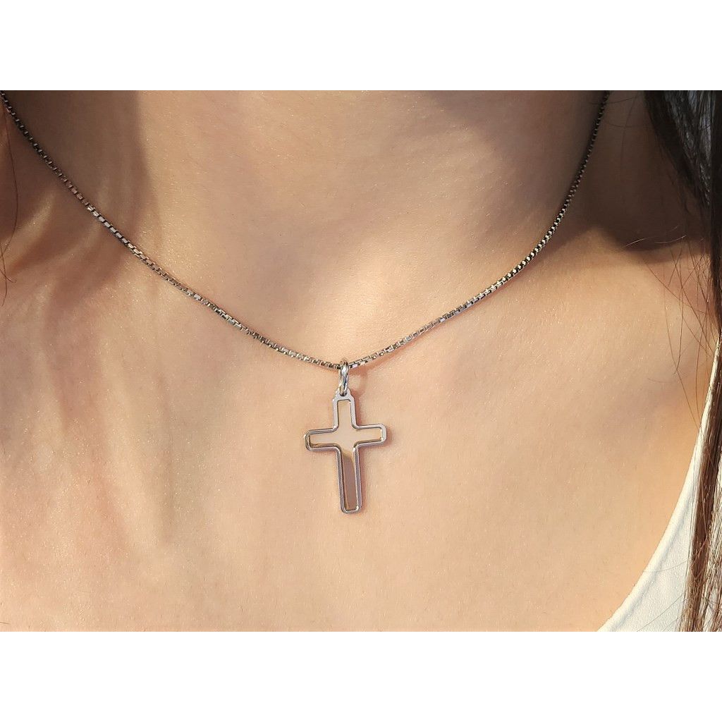 Smooth Rose Gold Cross with White Gold Edges