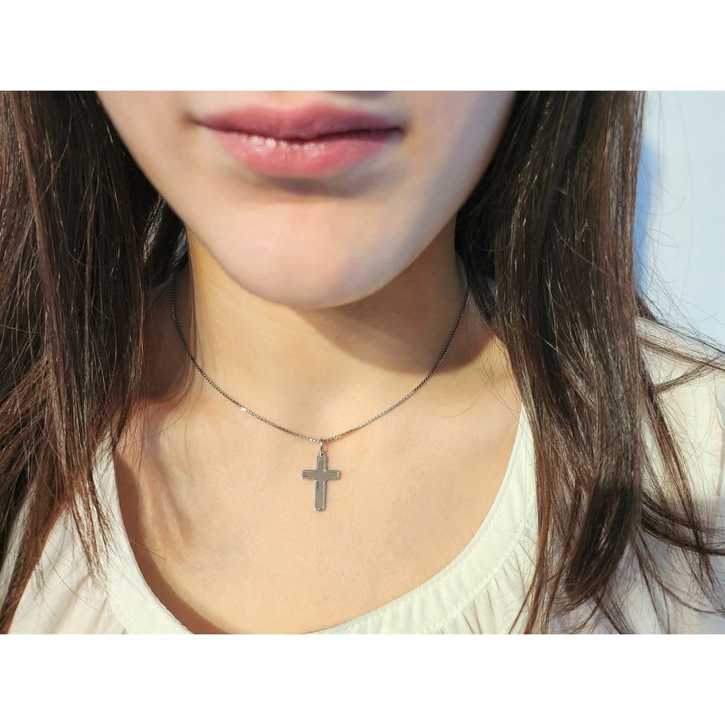Smooth Rose Gold Cross with White Gold Edges